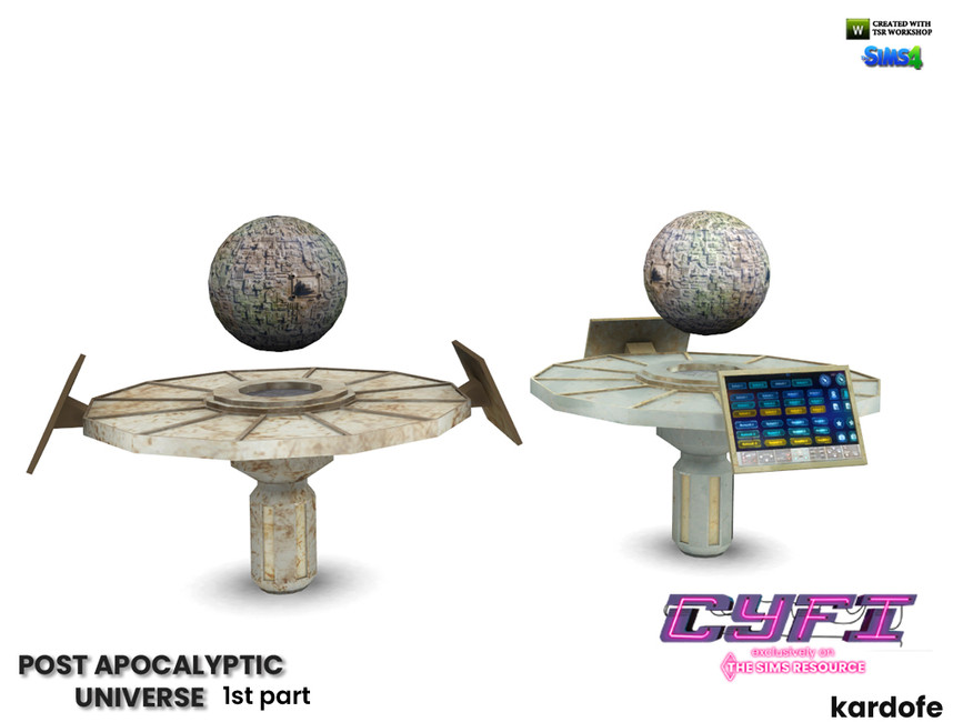The Sims Resource - CYFI_kardofe_Post apocalyptic universe_Table with Orb