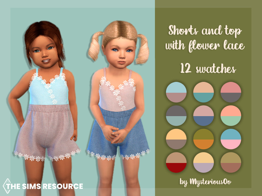 The Sims Resource - Shorts and top with flower lace