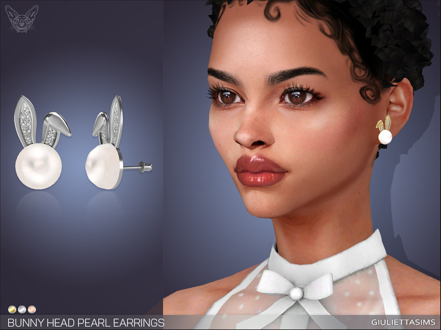 The Sims Resource - Bunny Head Pearl Earrings