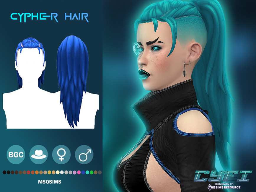 The Sims Resource - CyFi Cypher Hair