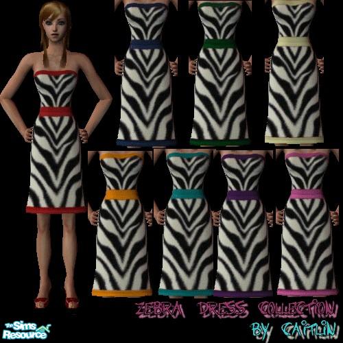 The Sims Resource | Zebra Dress Collection
