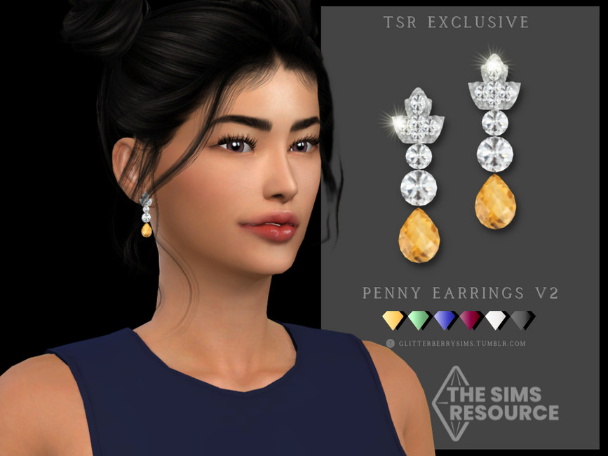The Sims Resource - Penny Earrings v2