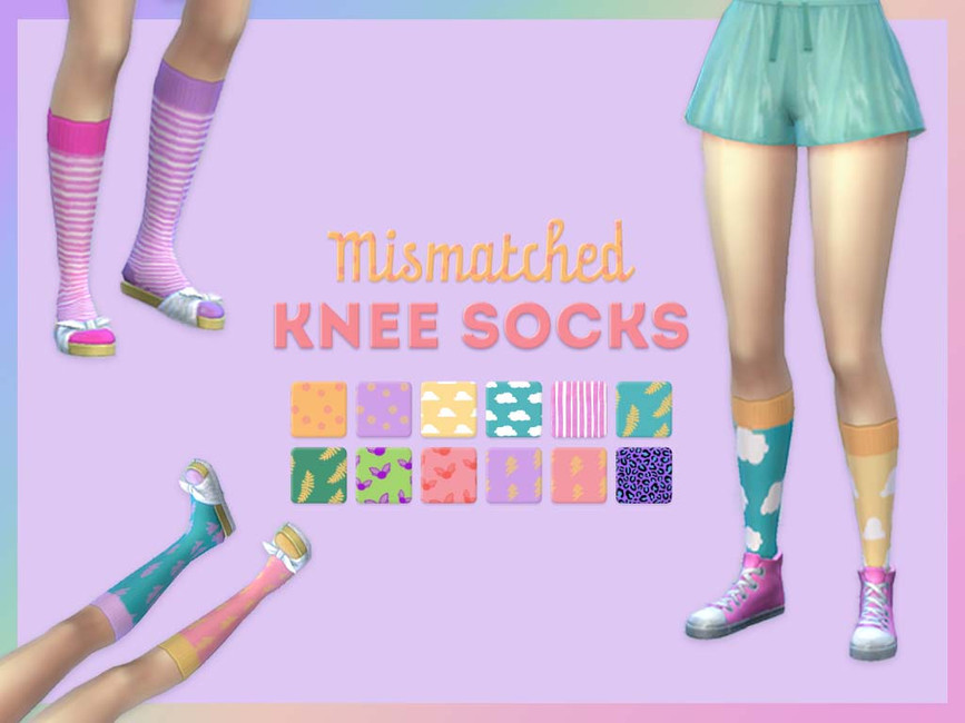 The Sims Resource - Cute Mismatched Knee Socks