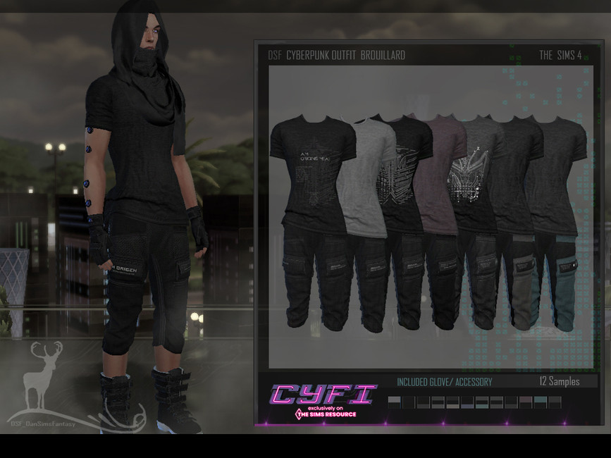 The Sims Resource - CYFI_CYBERPUNK OUTFIT BROUILLARD