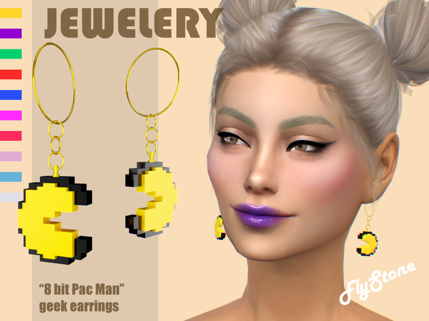 The Sims Resource - 8 bit Pac Man geek earrings