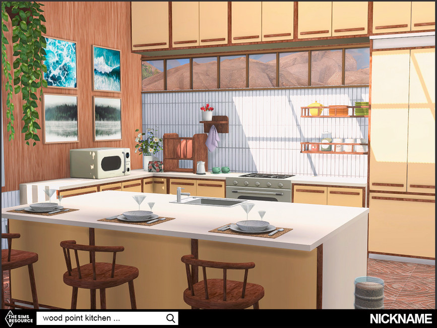 The Sims Resource - wood point kitchen set