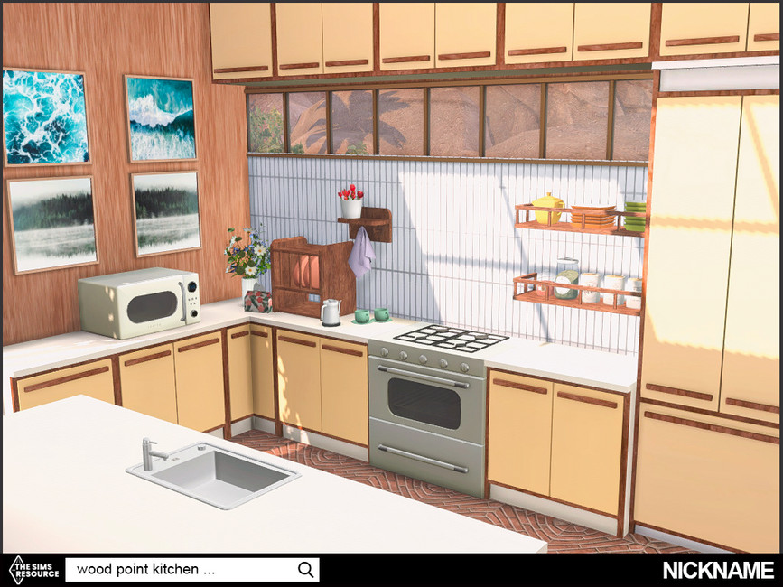 The Sims Resource - wood point kitchen set