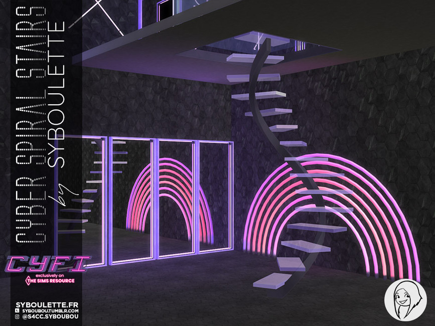 The Sims Resource - Scripted - CYFI - Cyber Spiral stairs set