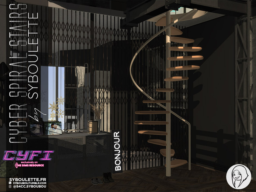 The Sims Resource - Scripted - CYFI - Cyber Spiral stairs set