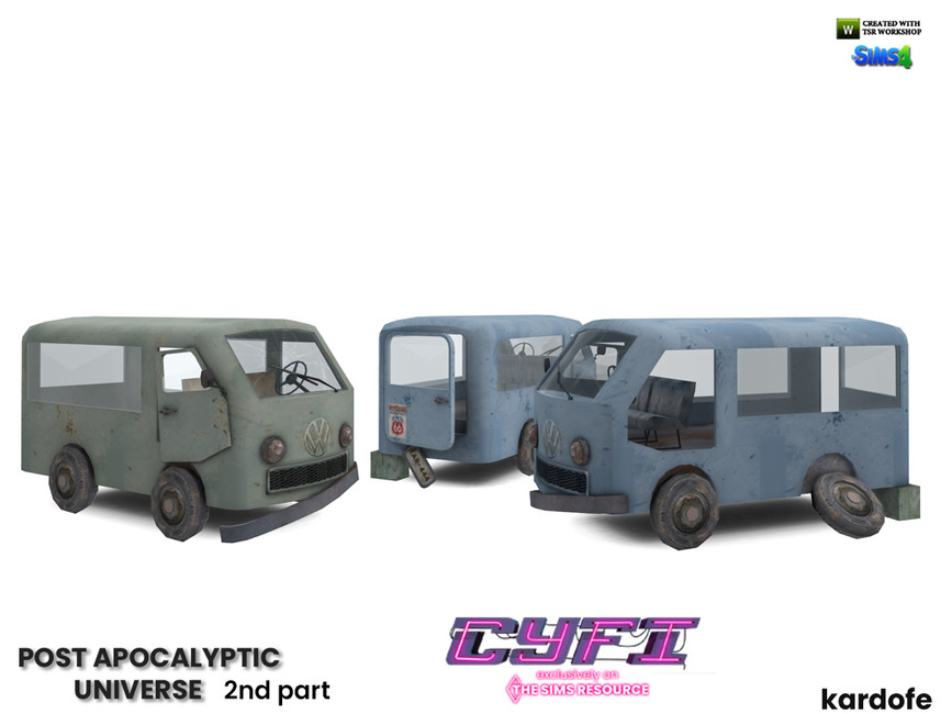 The Sims Resource - CYFI_kardofe_Post apocalyptic universe_Old van