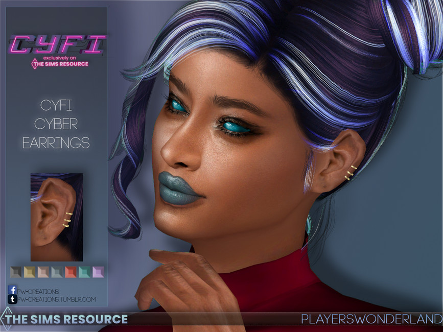 The Sims Resource - CyFi Cyber Earrings