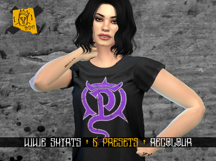 The Sims Resource - WWE Female T-Shirt V3 - Mesh Needed