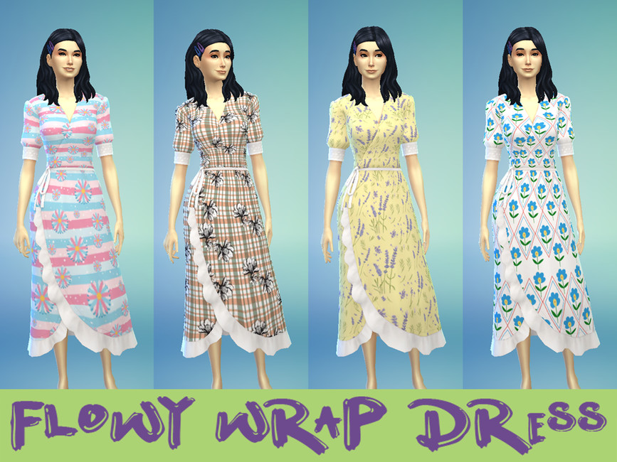 The Sims Resource - Flowy Flowers Part 1: Flowy Wrap Dress