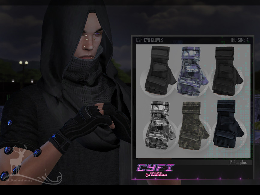 The Sims Resource - CYFI_CYBERPUNK OUTFIT BROUILLARD/ GLOVES