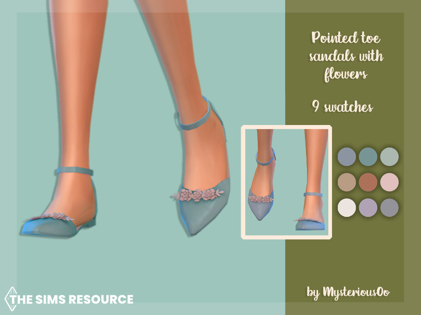 The Sims Resource - Pointed toe sandals with flowers
