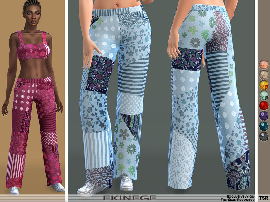 The Sims Resource - Patchwork Print Pants - Set27-2
