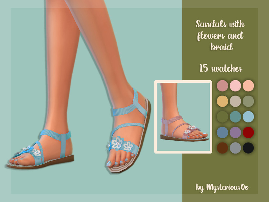 The Sims Resource - Sandals with flowers and braid