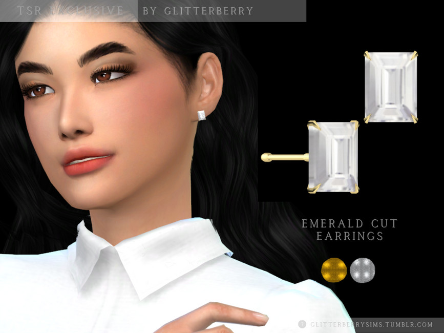 The Sims Resource - Emerald Cut Earring