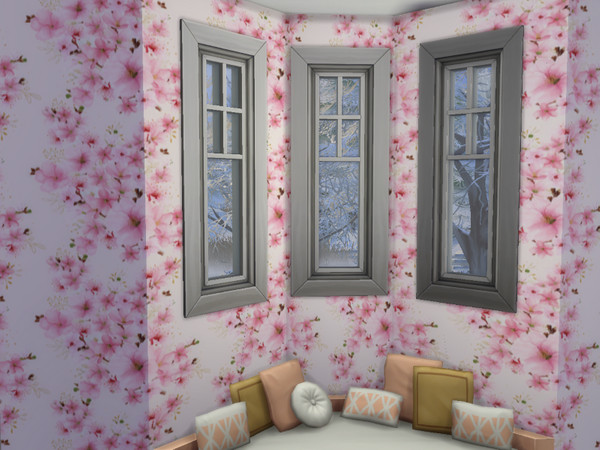 The Sims Resource | Pink Flowers Wallpaper