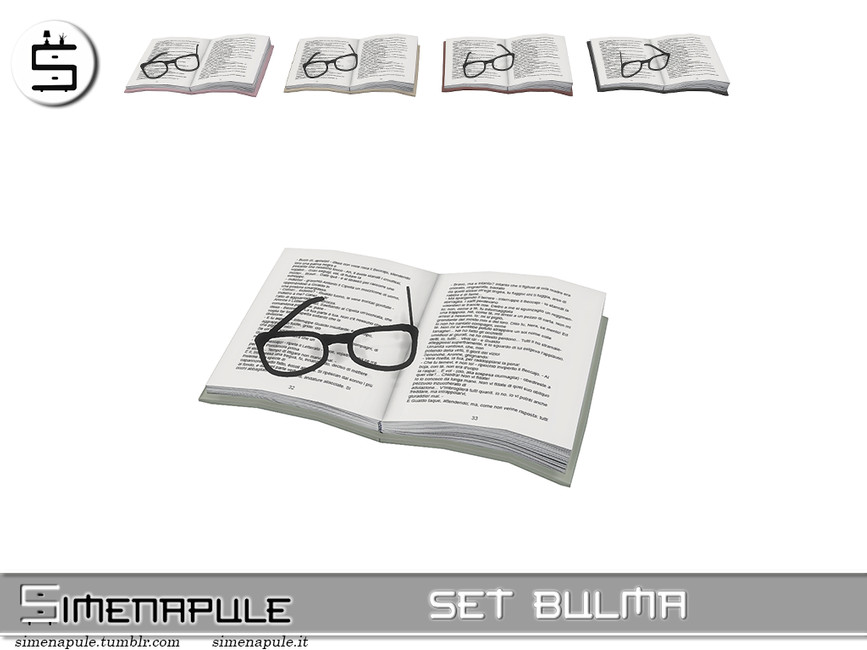 The Sims Resource - Set Bulma - Open Book with Glasses