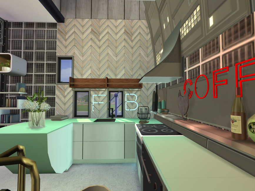 The Sims Resource - Into The Future - Open Plan Living and Kitchen