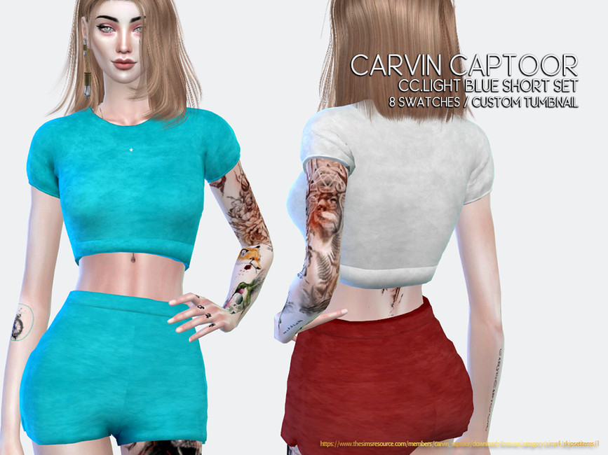 The Sims Resource - CC.Light Blue Short Set