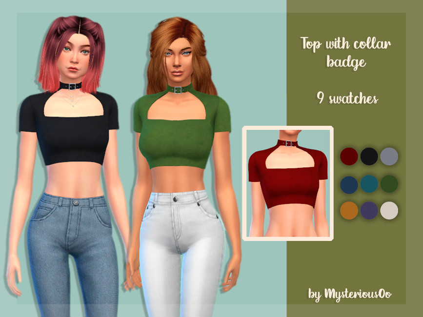 The Sims Resource - Top with collar badge