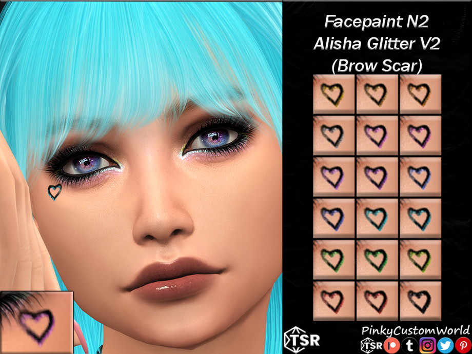 The Sims Resource | Facepaint N2 - Alisha Glitter V2 (Brow Scar)