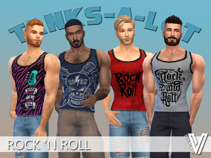The Sims Resource - Rock N Roll Tank Tops