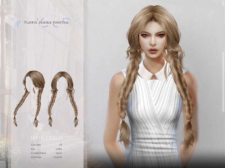 The Sims Resource - Playful double ponytail - ER0526
