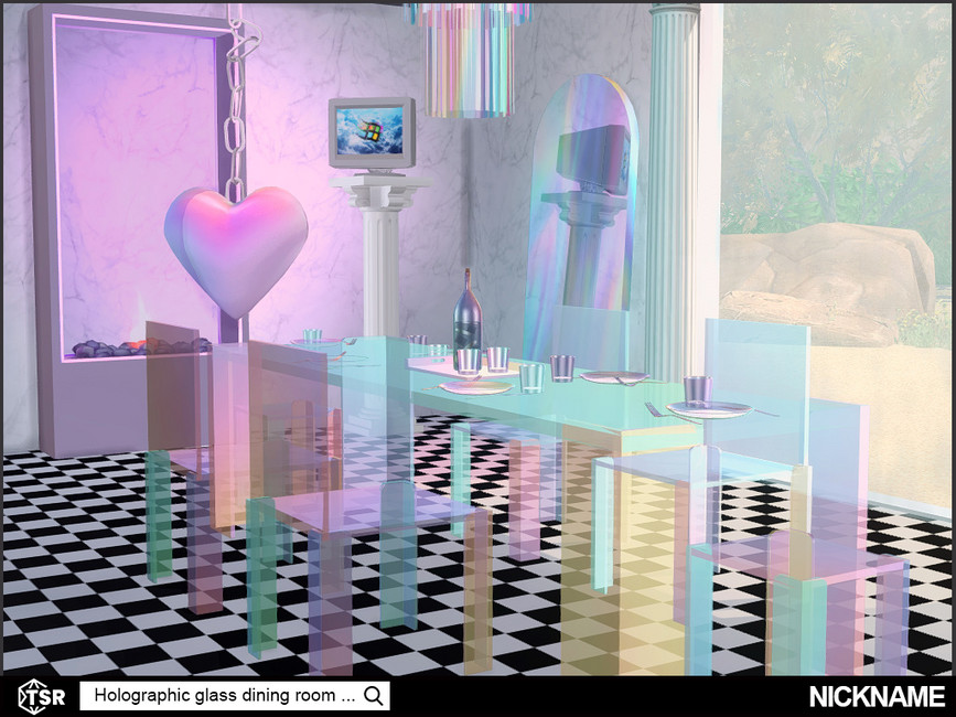The Sims Resource - Holographic glass dining room set