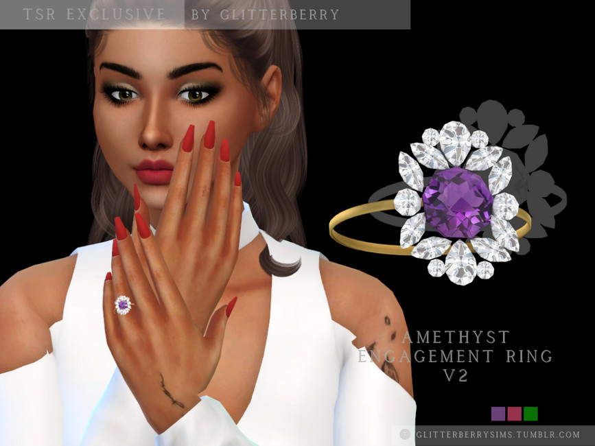 The Sims Resource - Amethyst Engagement Ring v2