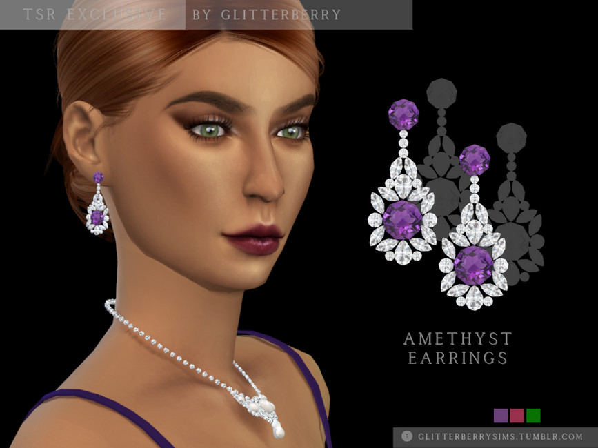 The Sims Resource - Amethyst Earrings