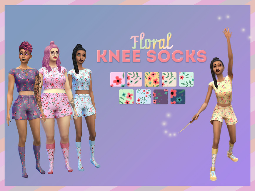The Sims Resource - Floral Knee Socks