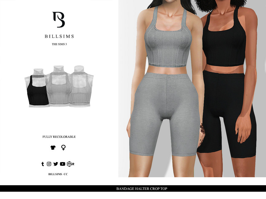 The Sims Resource - Bandage Halter Crop Top