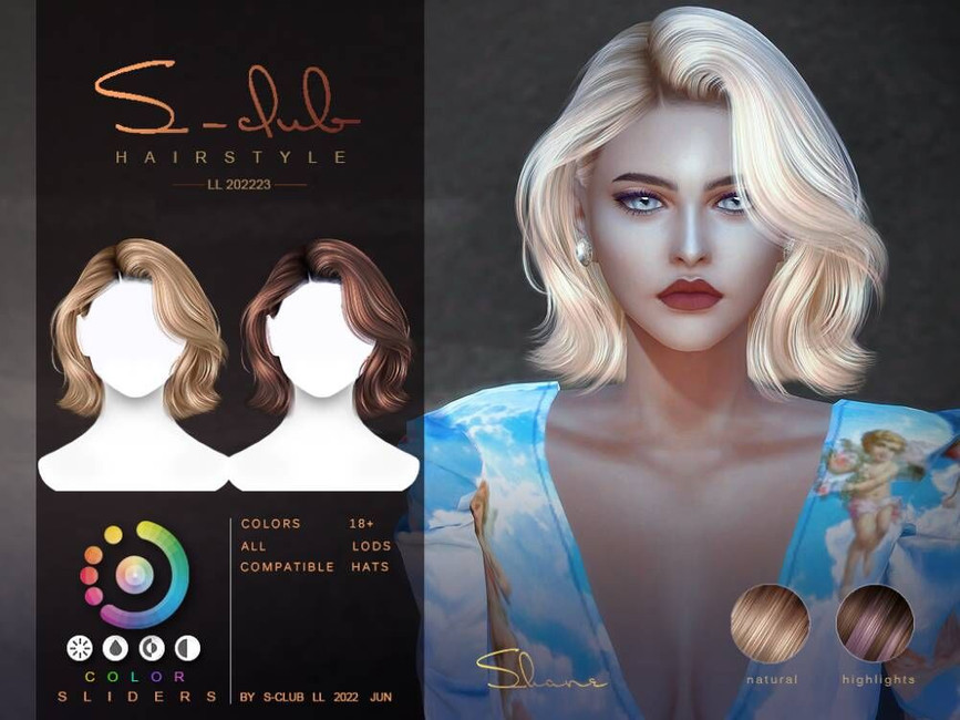 The Sims Resource - Short Highshine female hairstyle (Shane) by S-CLUB