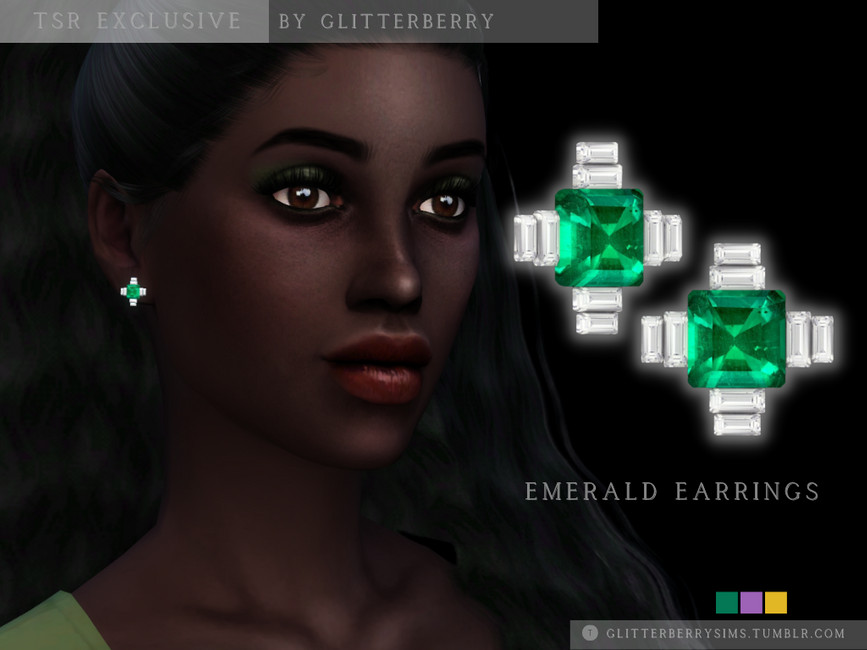 The Sims Resource - Emerald Earrings