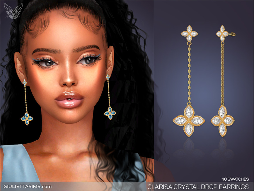 The Sims Resource - Clarisa Crystal Drop Earrings