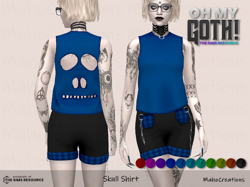 The Sims Resource - Oh My Goth - Skull Shirt