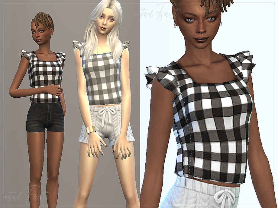 The Sims Resource | Gingham check shirt