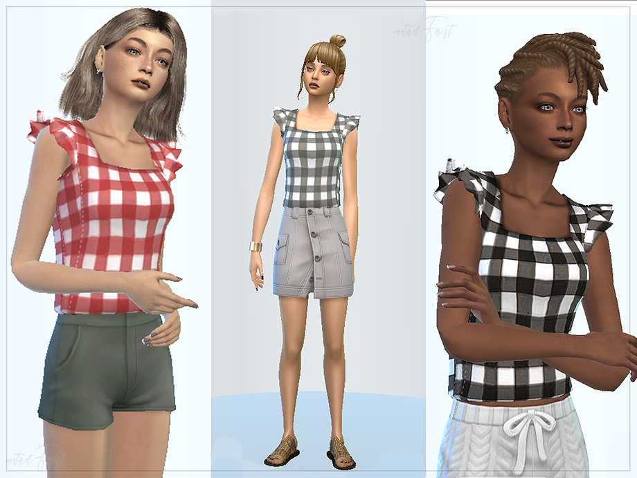 The Sims Resource | Gingham check shirt