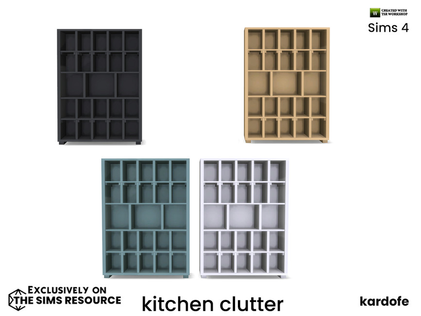 The Sims Resource - kardofe_kitchen clutter_Shelving