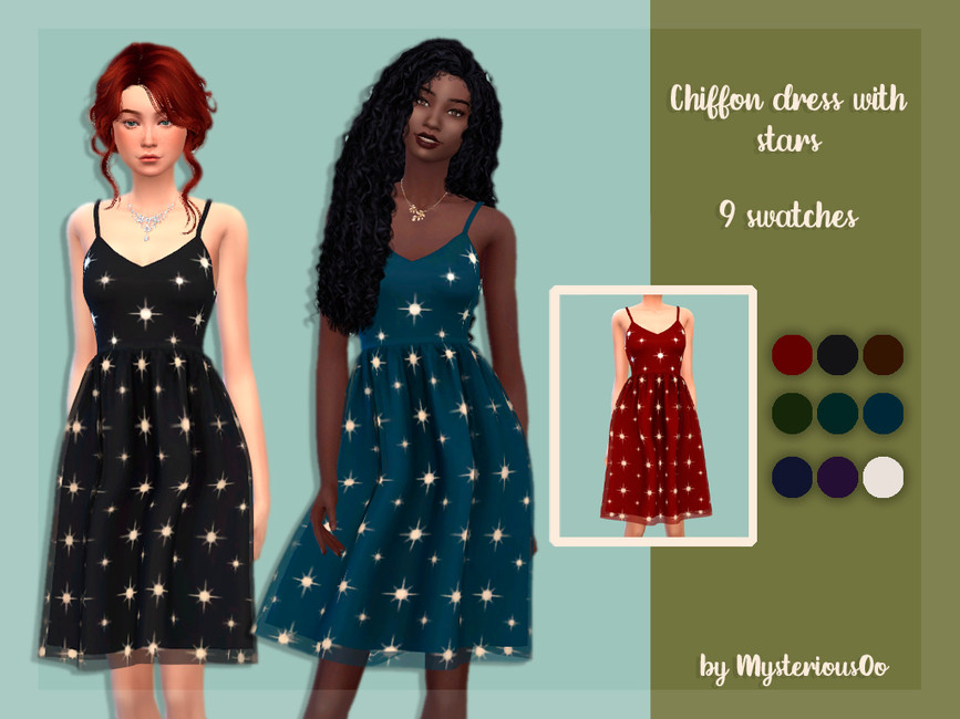 The Sims Resource - Chiffon dress with stars