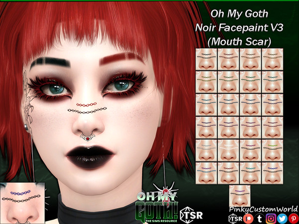 The Sims Resource | Oh My Goth - Noir Facepaint V3 (Mouth Scar)