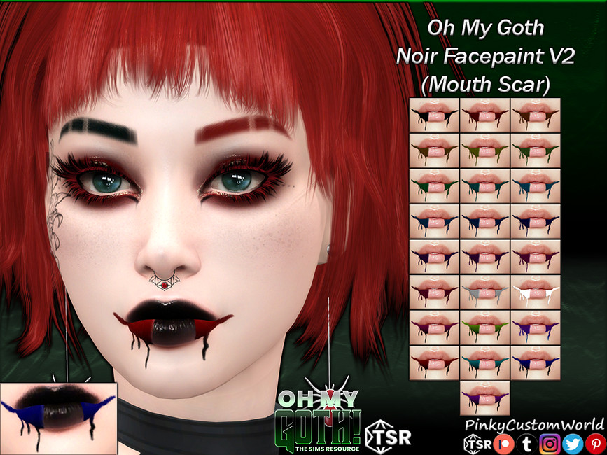 The Sims Resource - Oh My Goth - Noir Facepaint V2 (Mouth Scar)