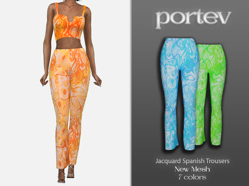 The Sims Resource - Jacquard Spanish Trousers
