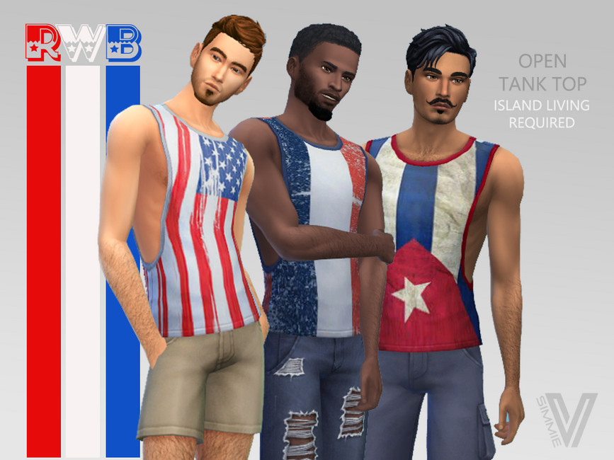 The Sims Resource - Red White Blue Open Tank Top