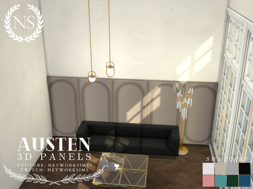The Sims Resource - Austen Panelling - Style 3 Half Wall