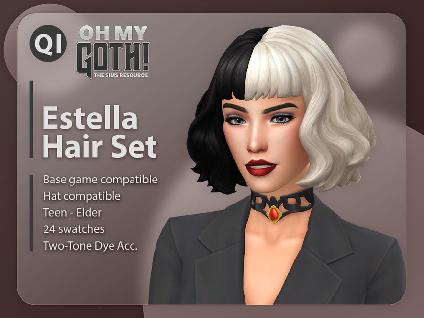 The Sims Resource - Oh My Goth - Estella Hair Set