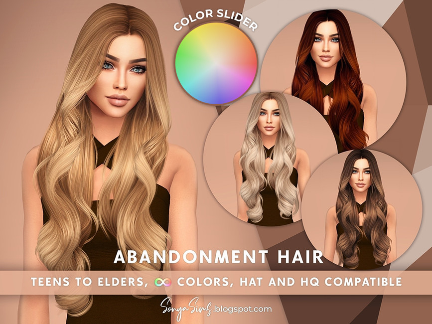 The Sims Resource - [PATREON] Abandonment Hair - COLOR SLIDER RETEXTURE